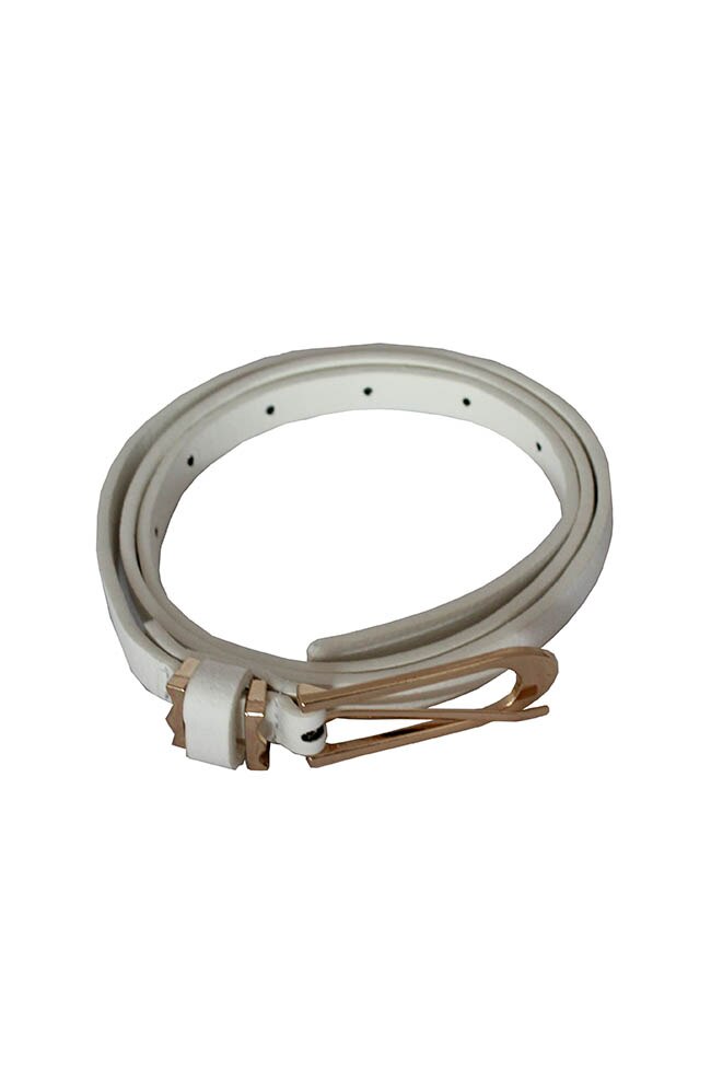 Curea subtire, texturat, White, ZB0004 - eMAG.ro