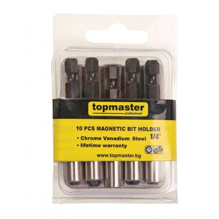 Set 10 adaptoare magnetice biti, Topmaster 330348, prindere hexagonala 1/4", lungime 60 mm - eMAG.ro