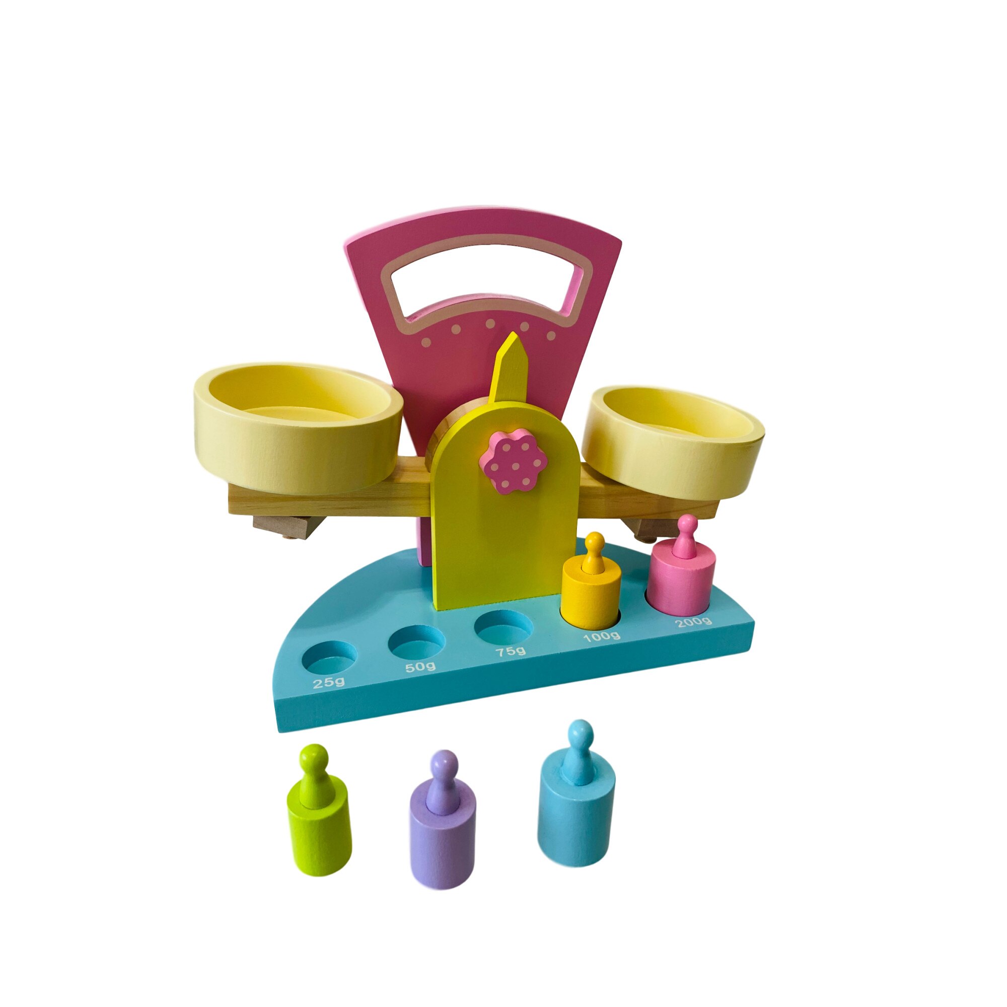 Jucarie montessori, Balanta din lemn cu talere si greutati, Unitoys ...