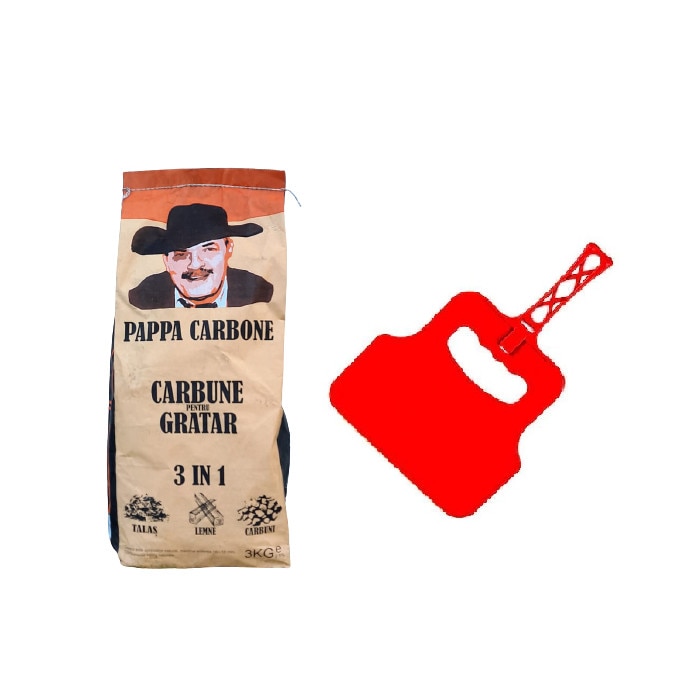 Set carbune pentru gratar si evantai, Pappa Carbone 3 in 1, 3 kg - eMAG.ro