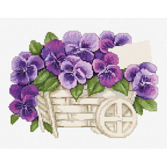 Set goblen de cusut, cu diagrama, Panselute, 15x12cm - eMAG.ro