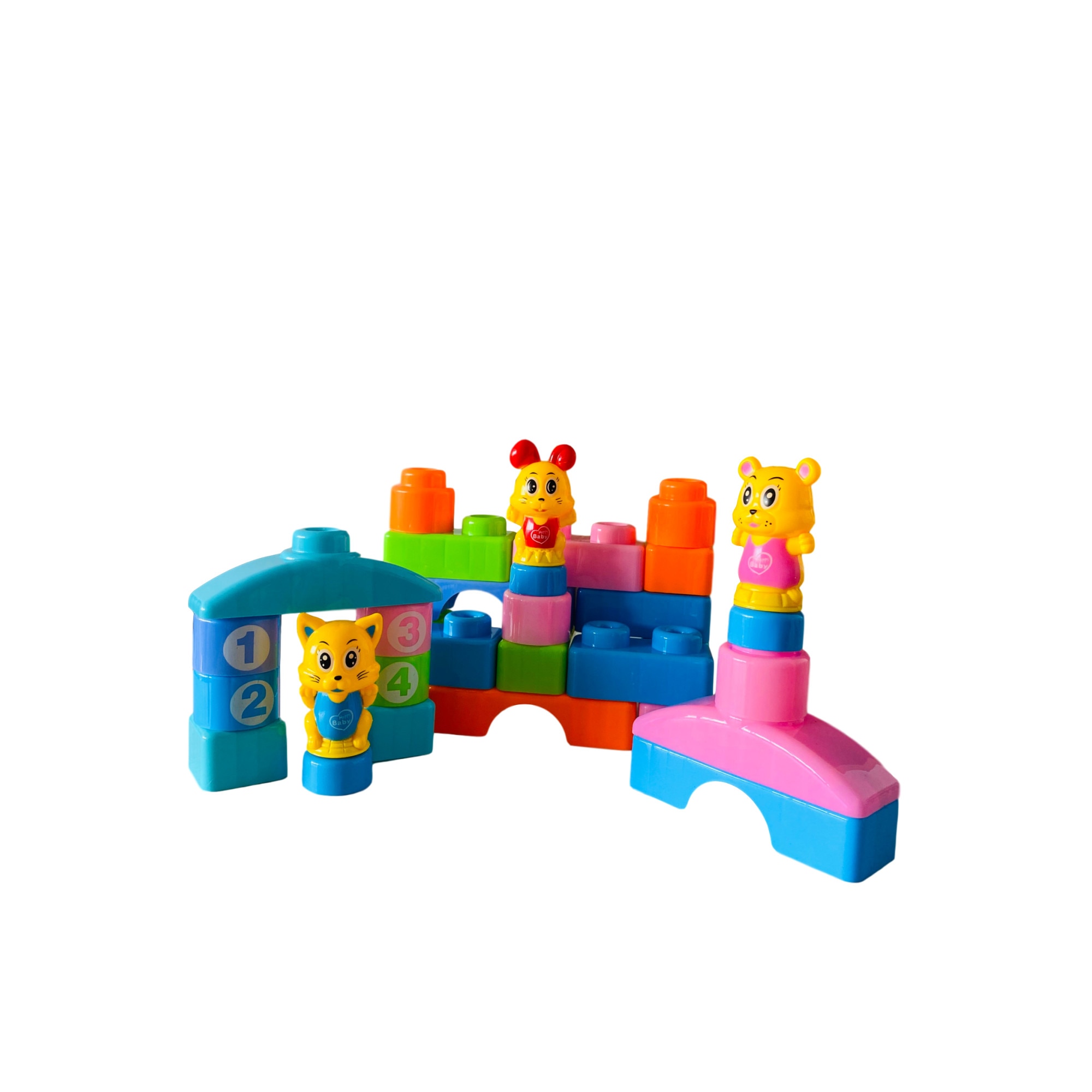 Cuburi de construit Blocks cu cifre si animale, 30 piese, Unitoys - eMAG.ro