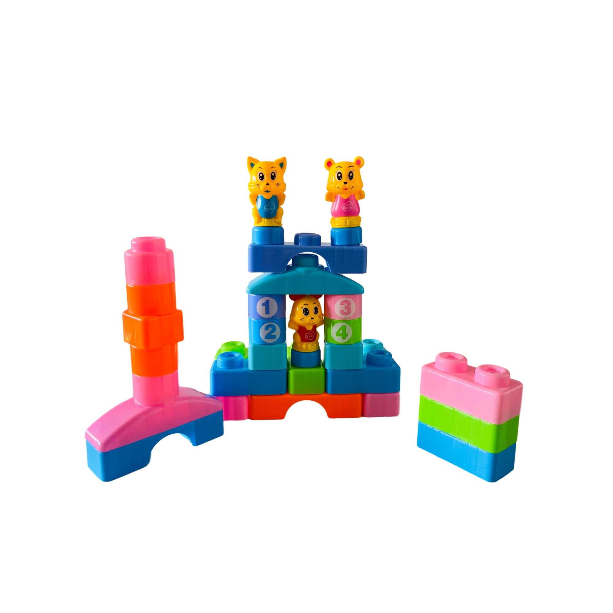 Cuburi de construit Blocks cu cifre si animale, 30 piese, Unitoys - eMAG.ro