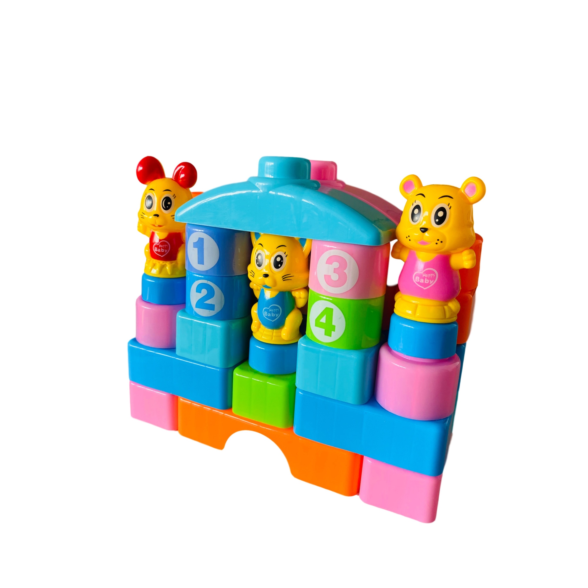 Cuburi de construit Blocks cu cifre si animale, 30 piese, Unitoys - eMAG.ro