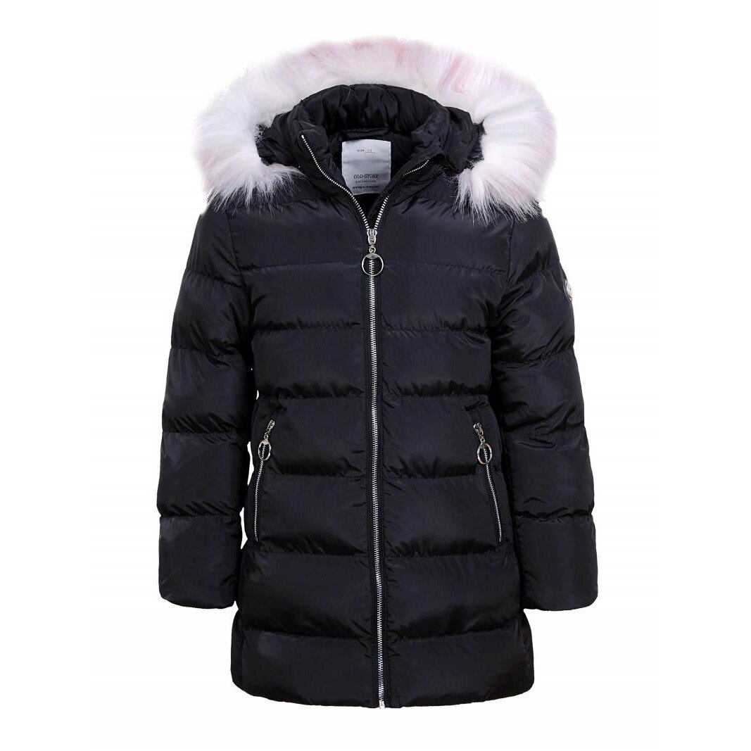 Geaca fete, din fas, culoare neagra, marime 134 cm, varsta 9 ani - eMAG.ro