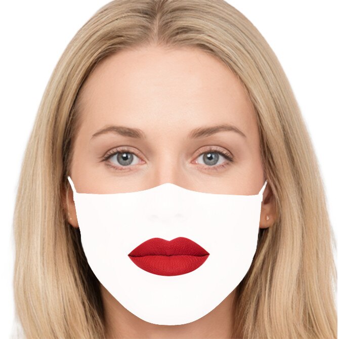 Masca reutilizabila premium pentru dama “red lips”, alba - eMAG.ro