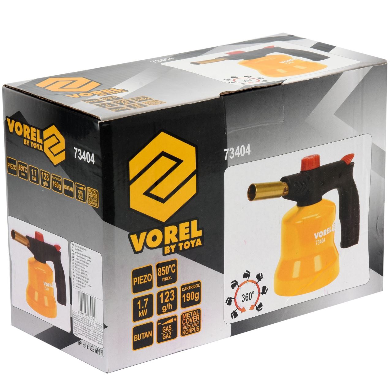 Lampa de gaz Vorel 73404, cu aprindere piezo electrica, 1.7 kW, corp metal - eMAG.ro