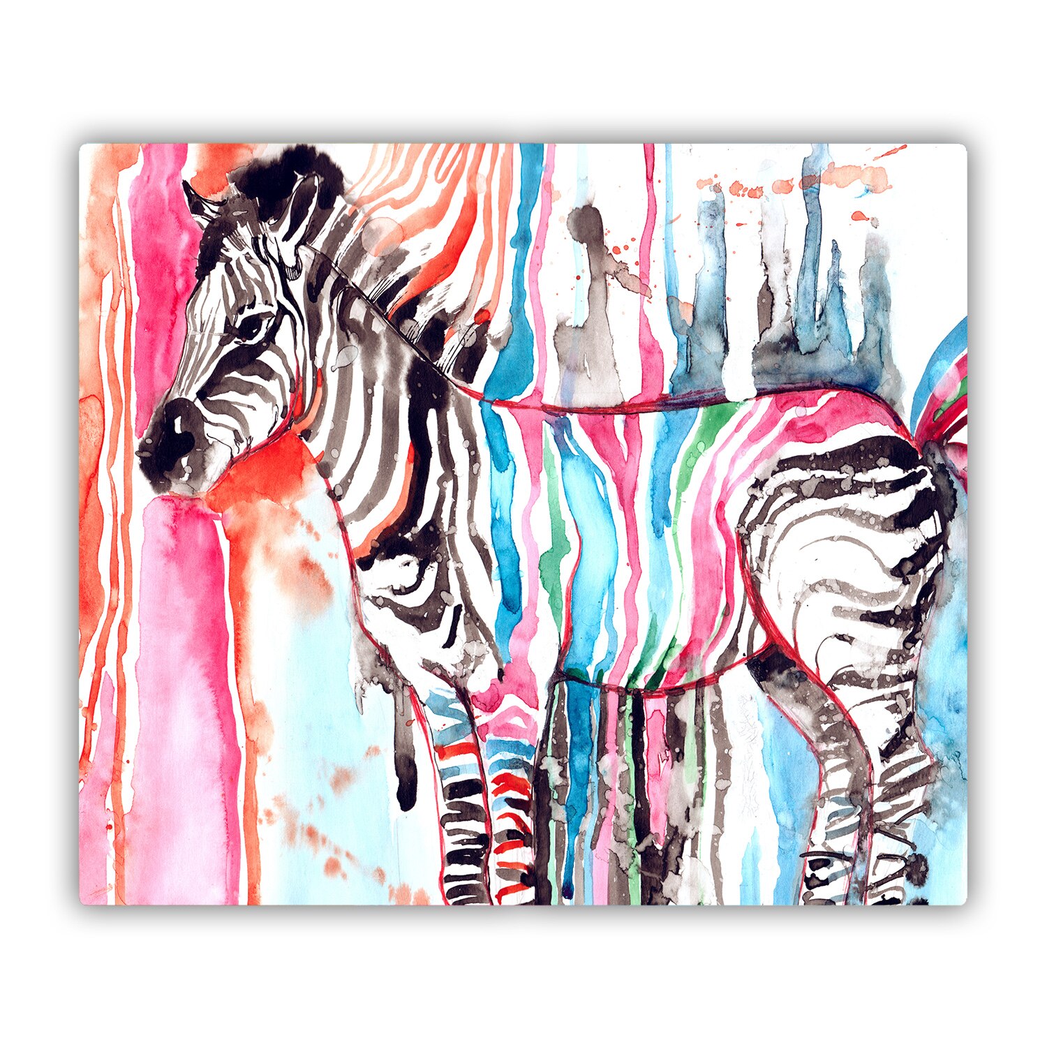 Tocator pe sticla, 60cm x 52cm, husa de bucatarie, Zebra colorata - eMAG.ro