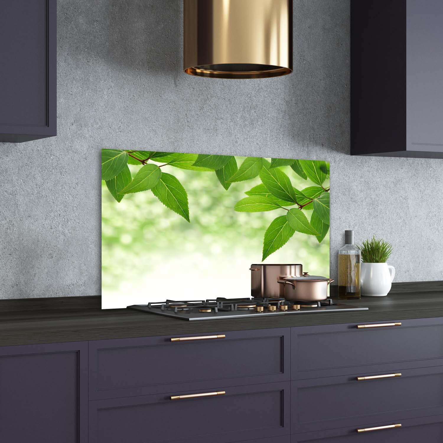 Panou de bucatarie, din sticla, Placi decorative din sticla, Frunze ...