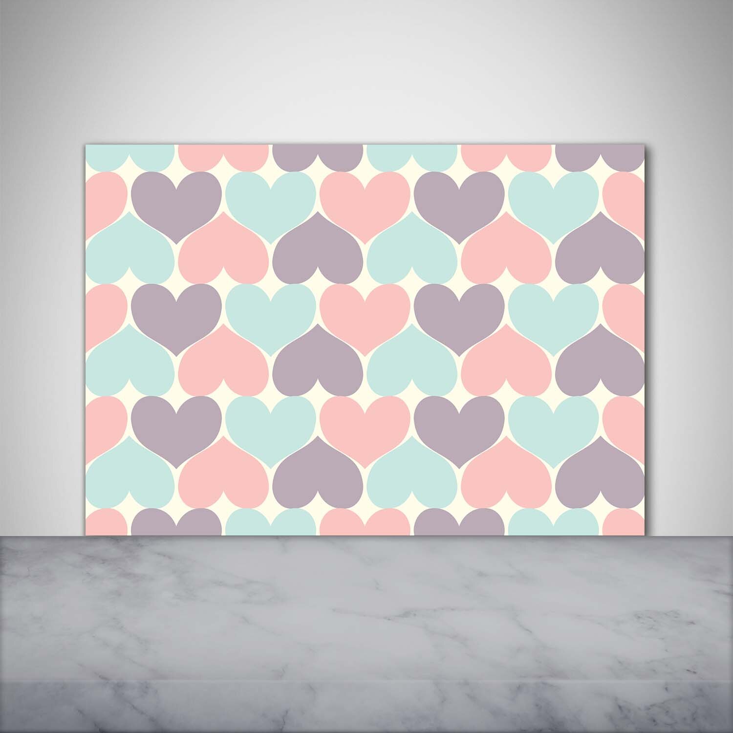 Panou de bucatarie, din sticla, Placi decorative, Inimi colorate, 100 ...