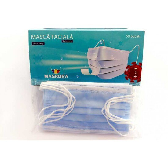 Set 50 Masti Medicale tip II, BFE ≥99,7%, 3 pliuri, 3 straturi, Avizate ...