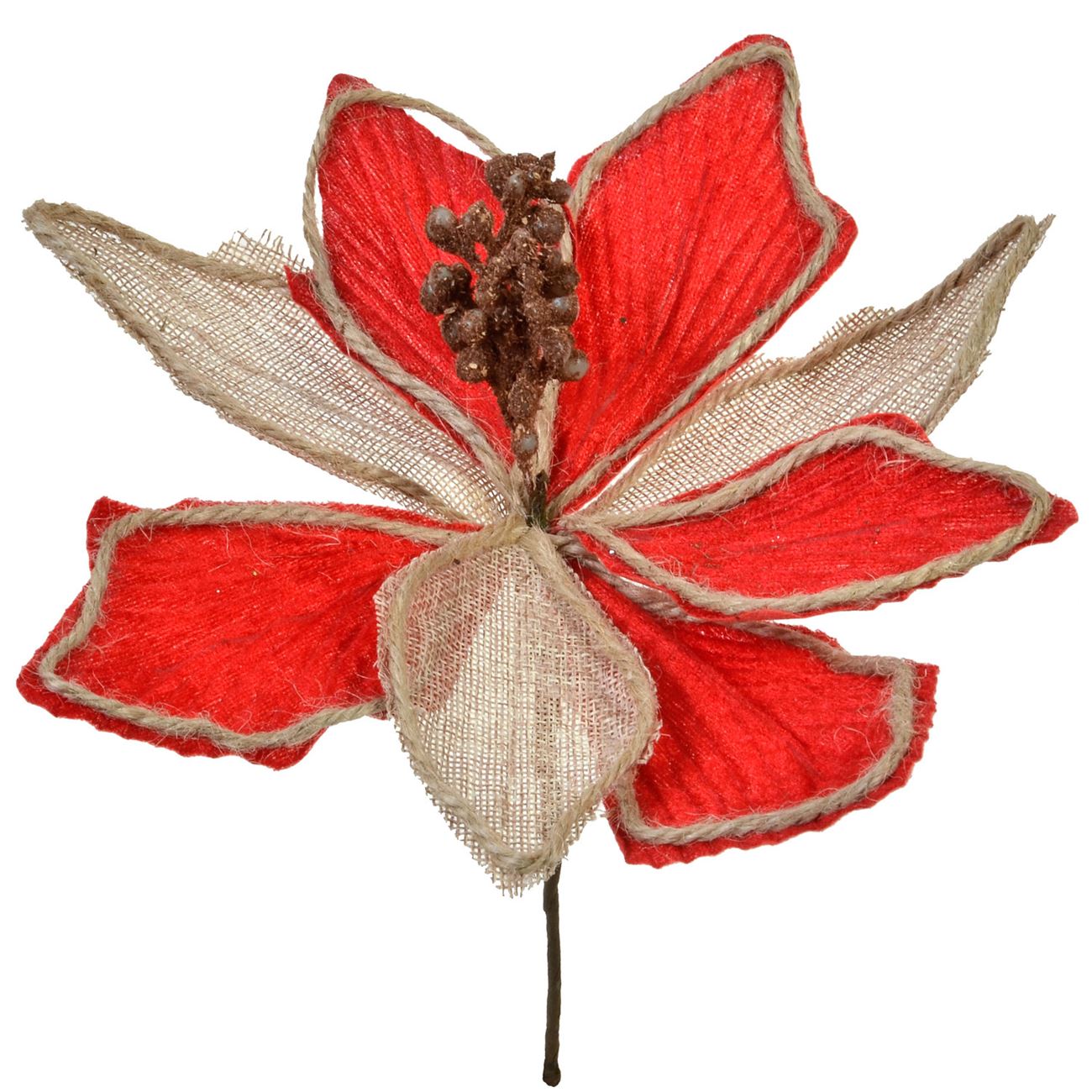 Floare ornamentala colorata de Craciun, 25 cm - eMAG.ro