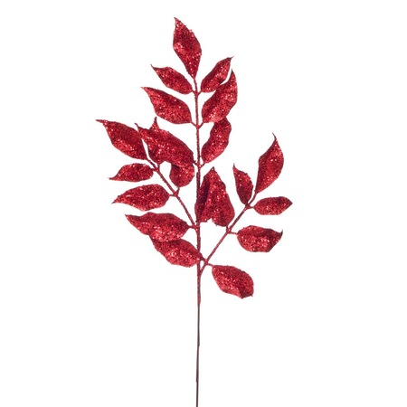 Ramura cu frunze rosii lucioase de Craciun, 48 cm - eMAG.ro