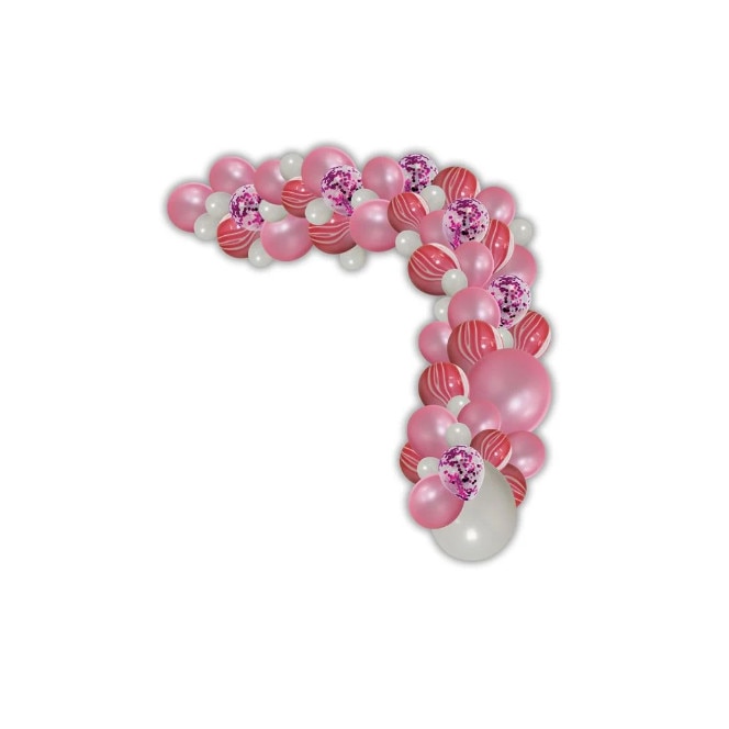 Set pentru creare arcade din baloane, 60 baloane, alb si nuante de roz ...