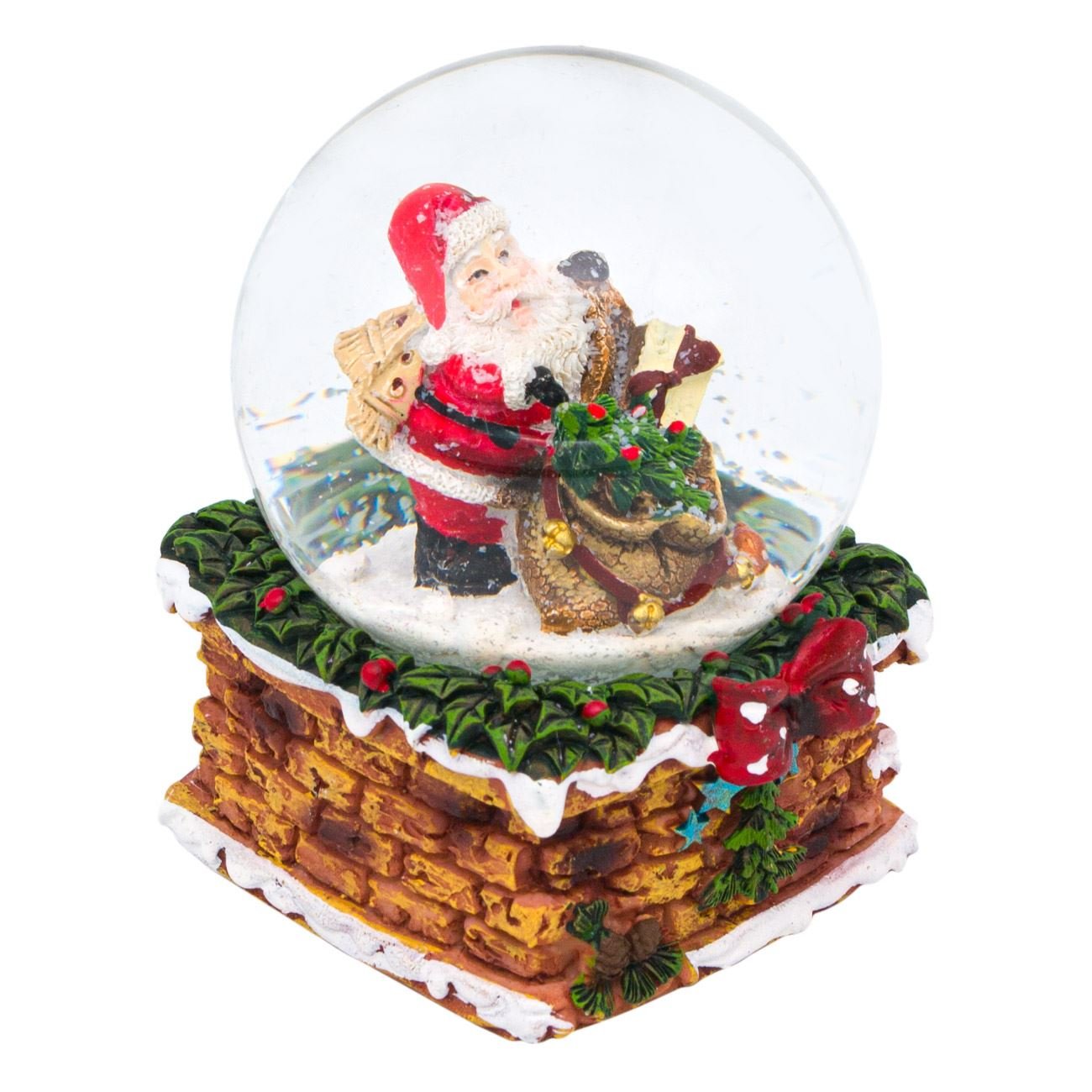 Glob de zapada colorat cu Mos Craciun, 8 cm - eMAG.ro