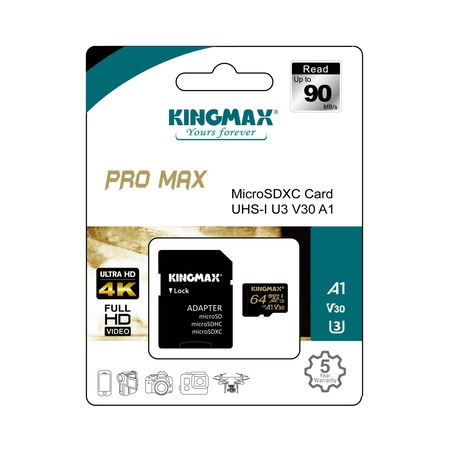 KINGMAX 64GB Micro SD Pro Extreme class 10, w/UHS-3 V30 A1 memóriakártya + Adapter - eMAG.hu