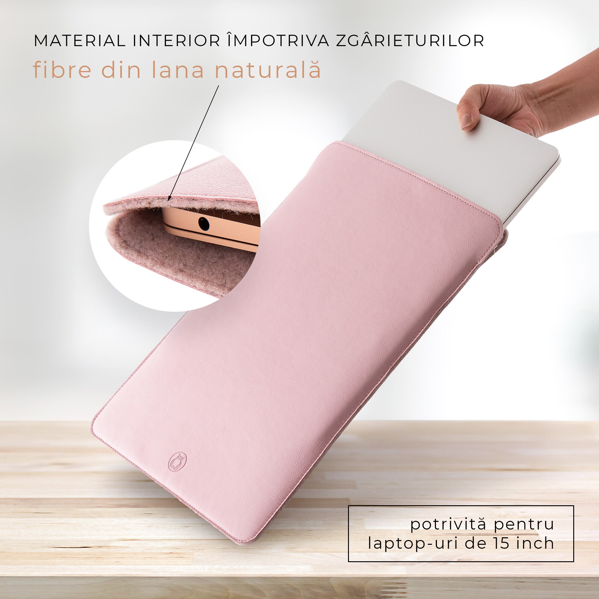 Husa laptop, MacBook PRO 15 inch, UNIKA, piele PU cu lana din fibre ...