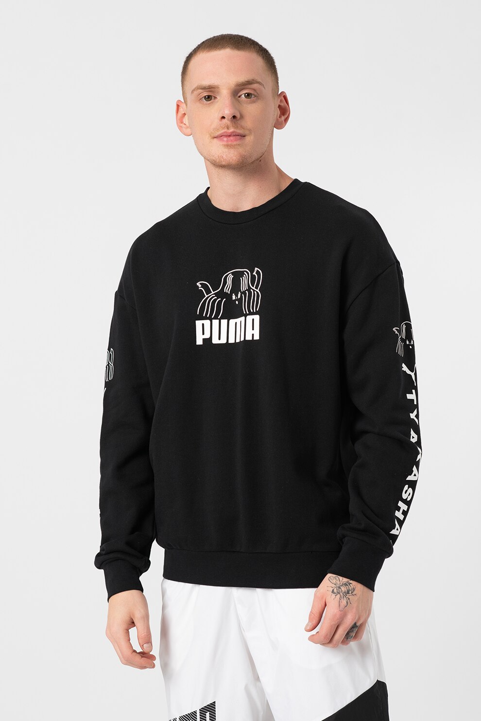Puma, Суитшърт Tyakasha с лого, Черен/Бял, S - eMAG.bg
