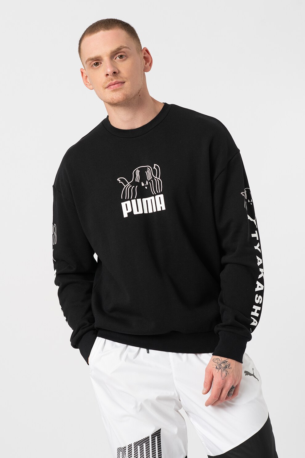 Puma, Суитшърт Tyakasha с лого, Черен/Бял, S - eMAG.bg