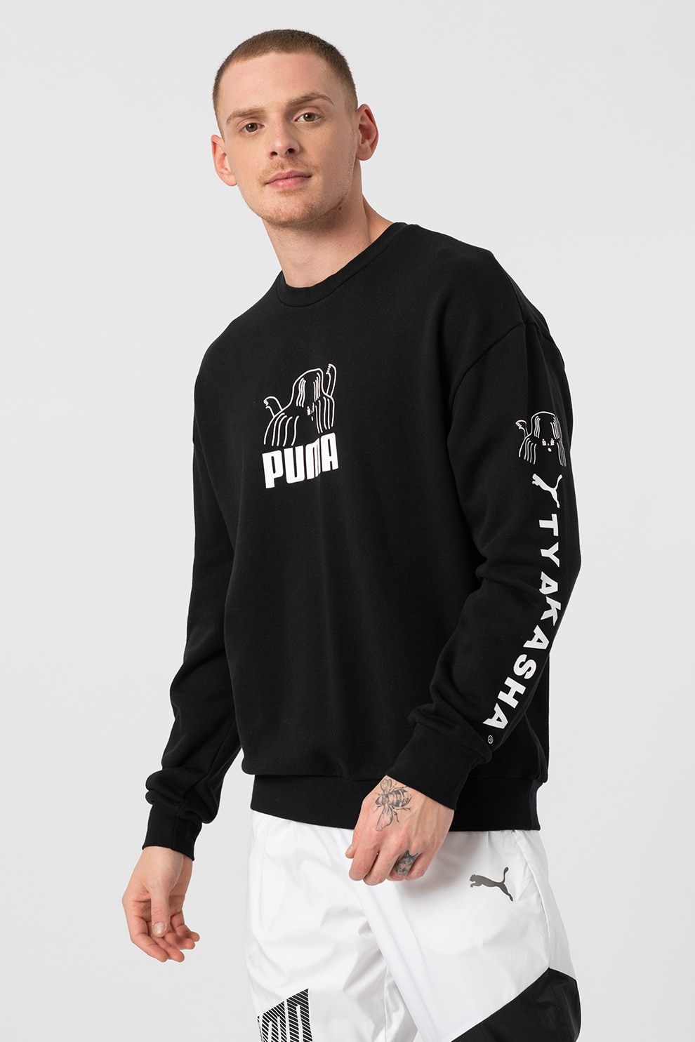 Puma, Суитшърт Tyakasha с лого, Черен/Бял, S - eMAG.bg