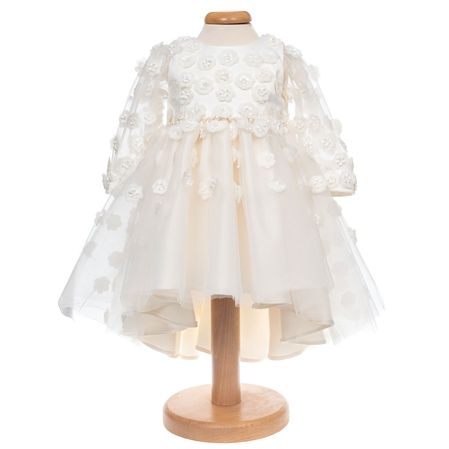 Rochie, Botez cu stil, cu trena, fetita, ivoire, 3-6 luni - eMAG.ro