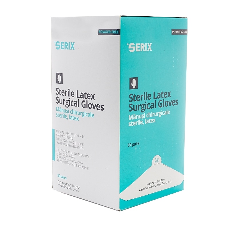Хирургически ръкавици Serix 7.5 без пудра (50 бр.) - eMAG.bg