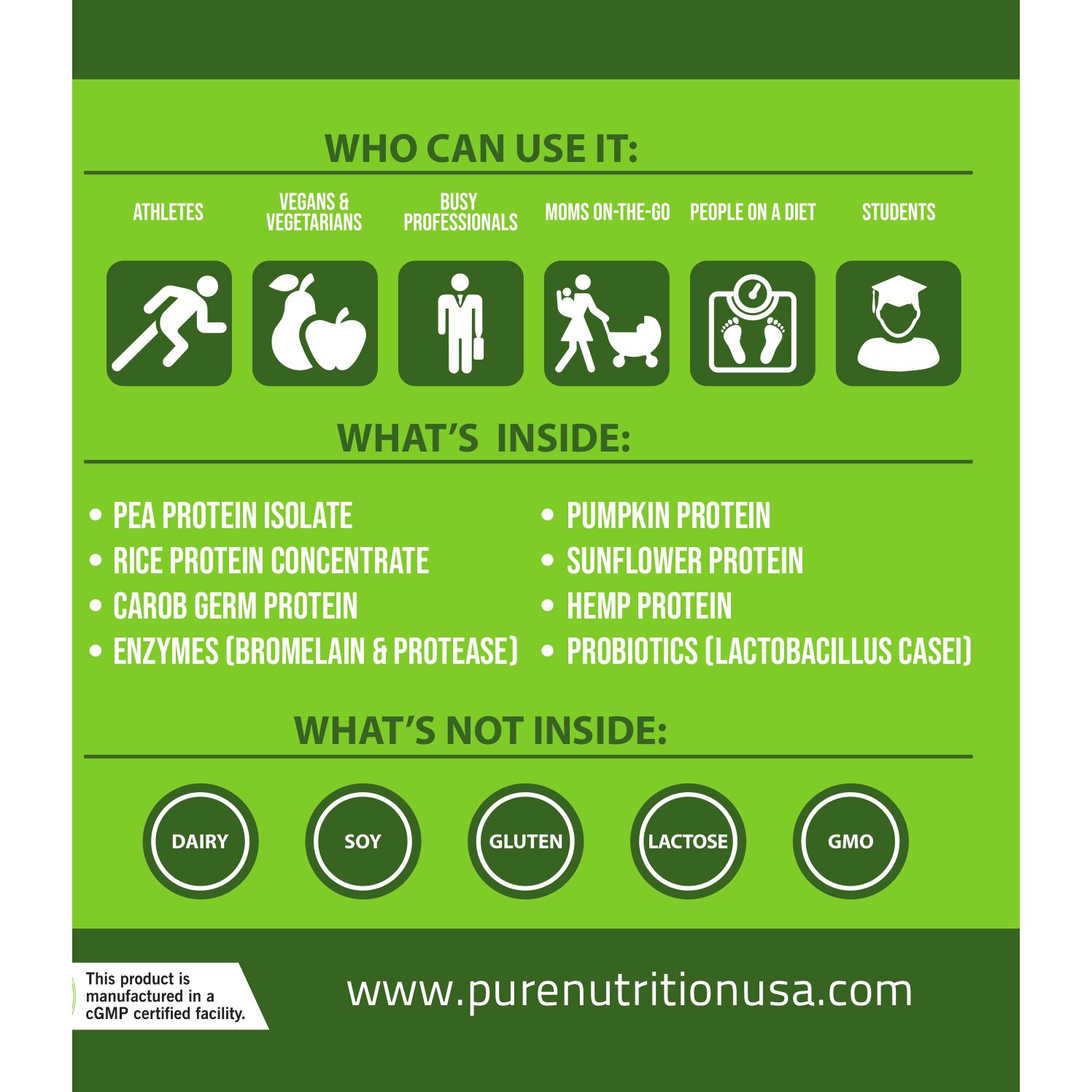 Растителен Протеин Pure Nutrition, 900 грама, Шоколад - eMAG.bg