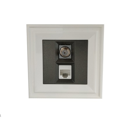 Priza TV + priza date LB Light Classic, negru grafit cu rama alb - eMAG.ro