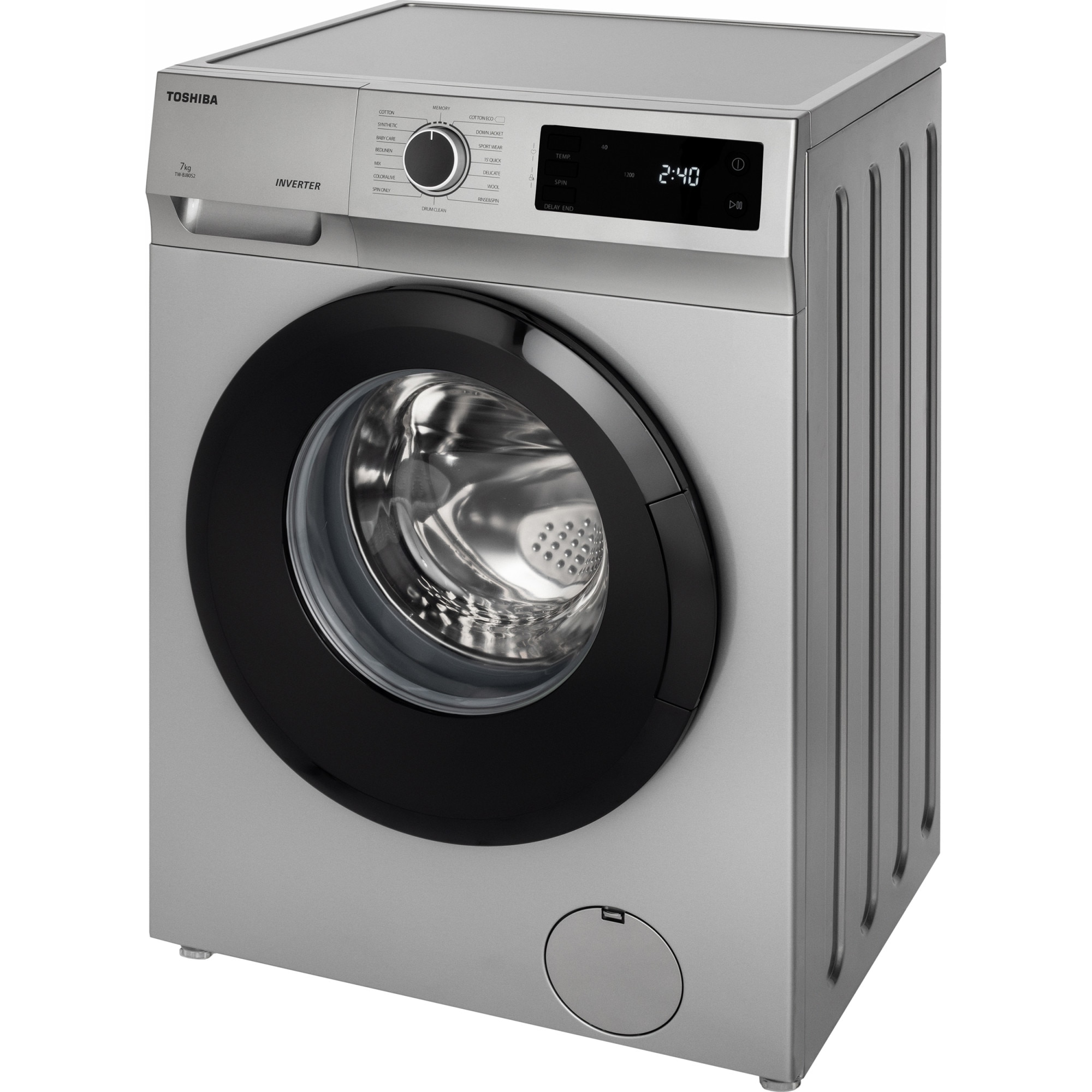 Пералня Toshiba TW-BJ80S2SK, 7kg, 1200 об/мин, Клас A+++, Инверторен мотор, Сребрист - eMAG.bg