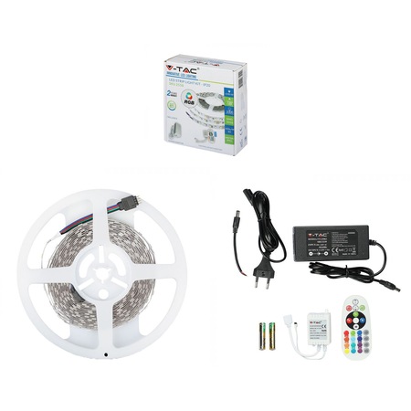 Kit de banda LED RGB V-TAC 2558, cu telecomanda, 10W/m, 1000 lm/m ...