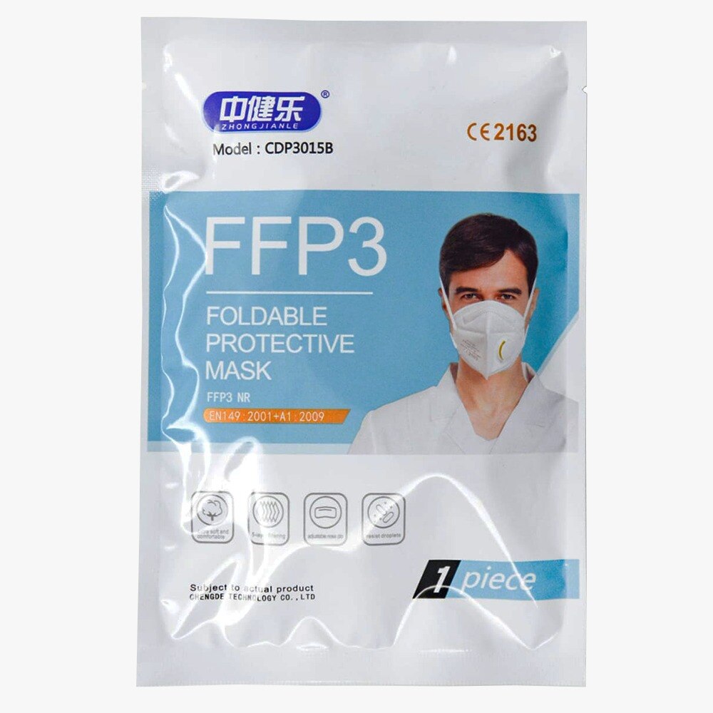 Set 10 Masti de protectie cu valva, FFP3, 5 straturi, unica folosinta ...