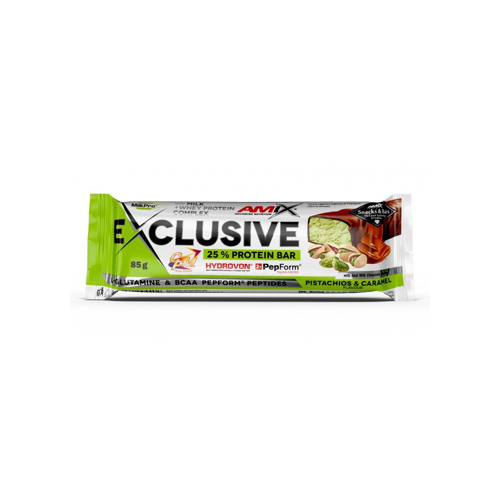 Baton Proteic Amix Exclusive Protein Bar Fistic Si Caramel 0.085 Kg ...