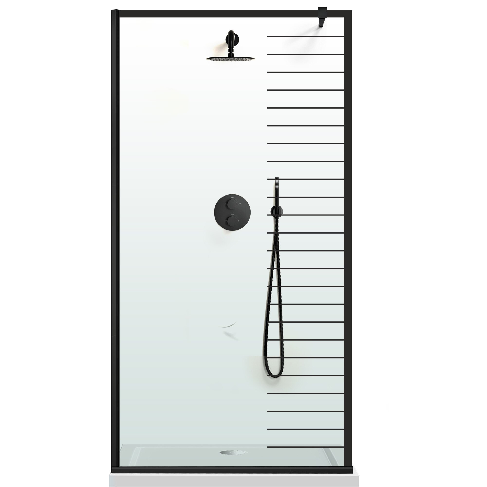 Paravan dus walk-in Aqua Class ® Black, model Supreme negru, sticla ...