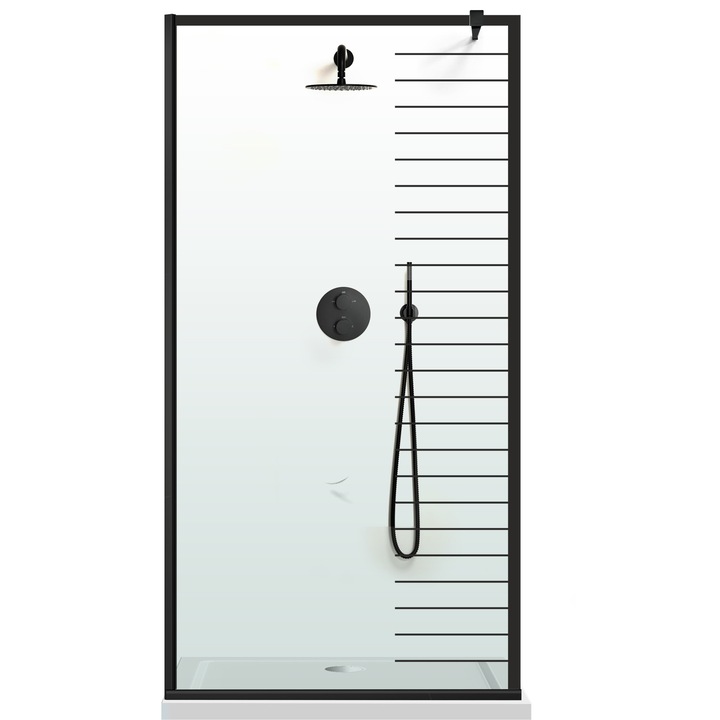 Paravan dus walk-in Aqua Class ® Black, model Supreme negru, sticla ...