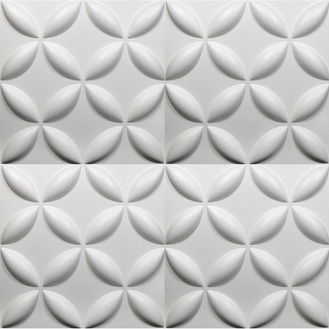 Placa decorativa 3D pentru perete, Plastic, Alb, 500 x 500 mm, Model ...