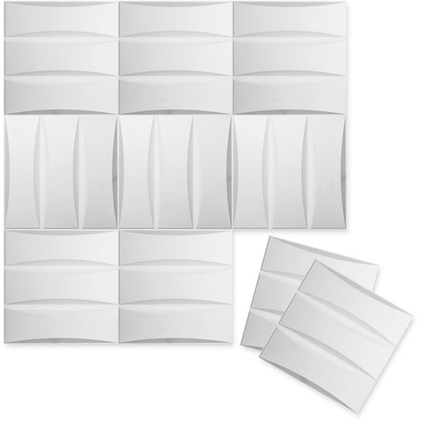 Placa decorativa 3D pentru perete, Plastic, Alb, 500 x 500 mm, Model ...