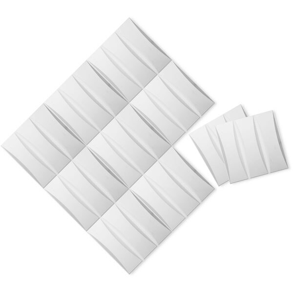 Placa decorativa 3D pentru perete, Plastic, Alb, 500 x 500 mm, Model ...