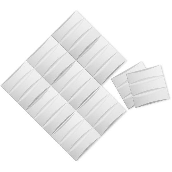 Placa decorativa 3D pentru perete, Plastic, Alb, 500 x 500 mm, Model ...