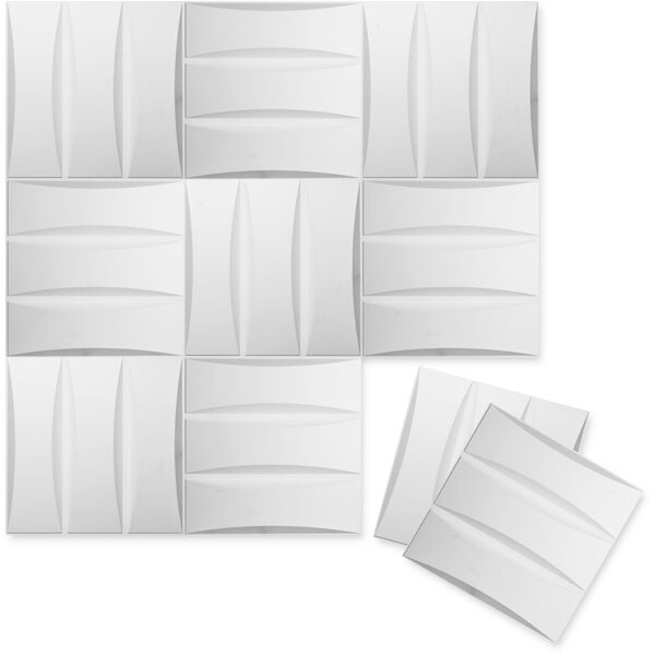 Placa decorativa 3D pentru perete, Plastic, Alb, 500 x 500 mm, Model ...
