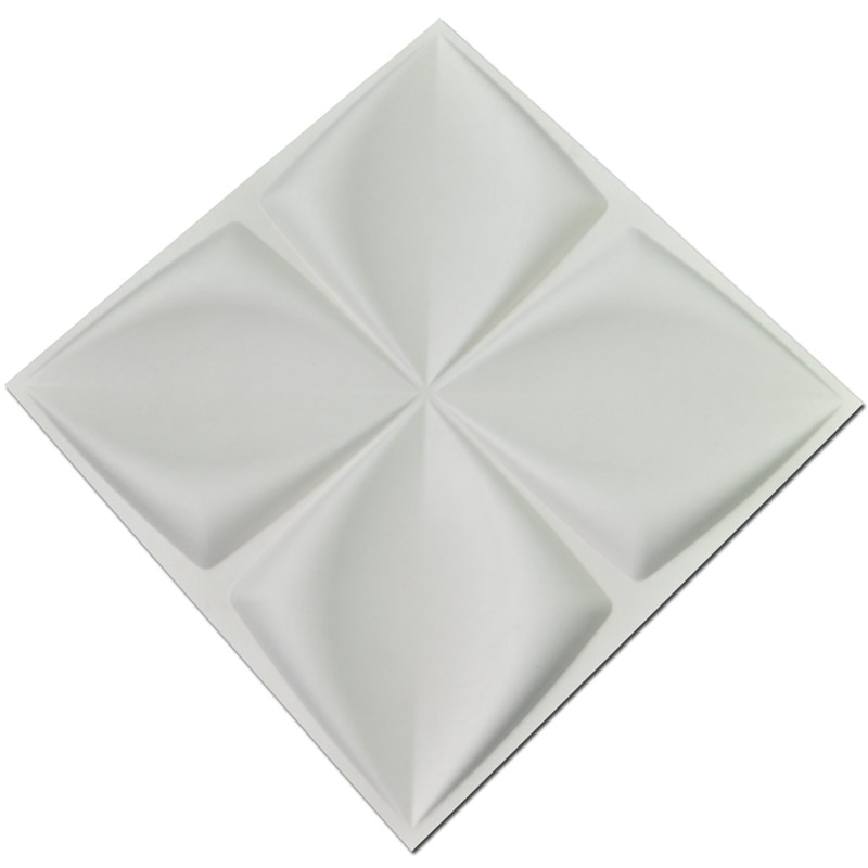 Placa decorativa 3D pentru perete, Model Fresh, Plastic, Alb, 500 x 500 ...