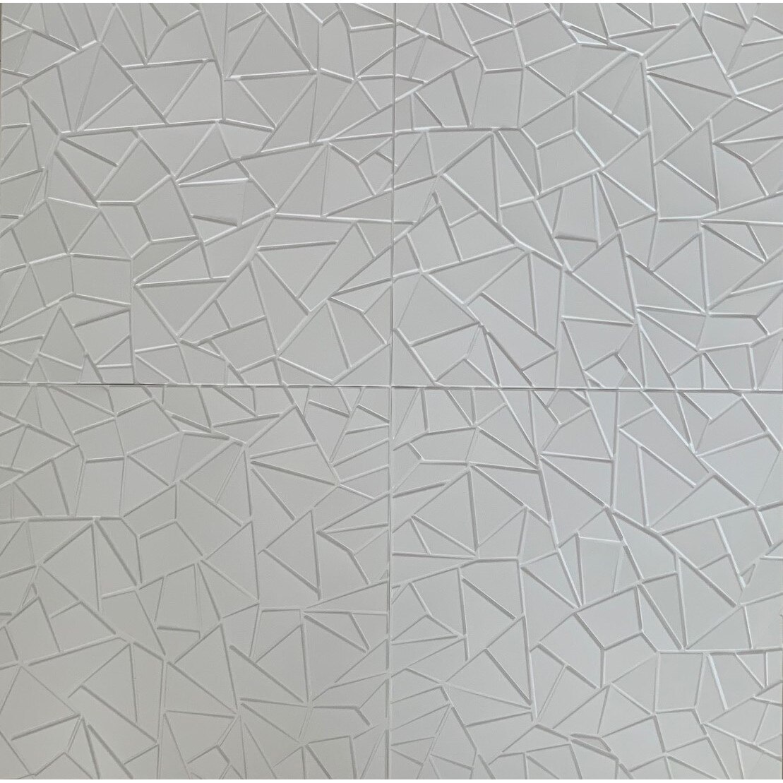 Placa decorativa 3D pentru perete, Model Shards, Plastic, Alb, 500 x ...