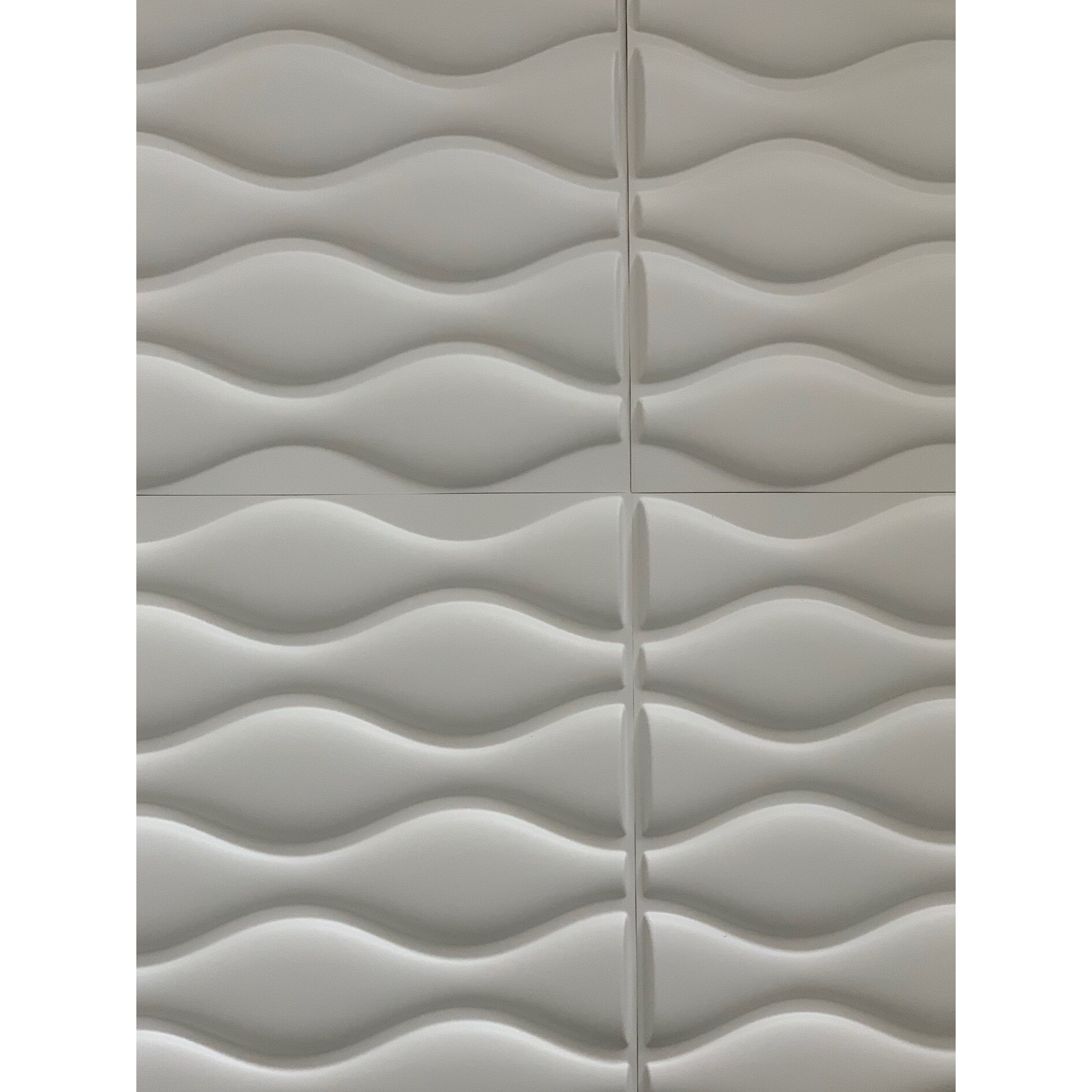 Placa decorativa 3D pentru perete, Model Fuzzy, Plastic, Alb, 500 x 500 ...