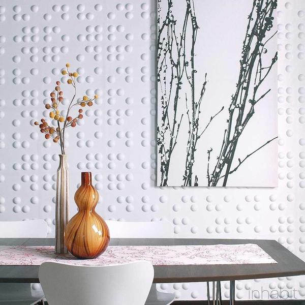 Placa decorativa 3D pentru perete, Model Code, Plastic, Alb, 500 x 500 ...