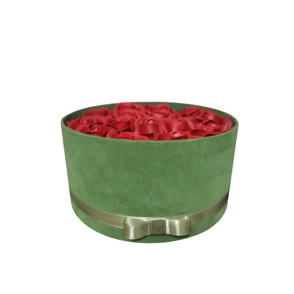 Aranjament floral, Poppy, rosu si verde, lucrat manual, 18 cm x 9 cm ...