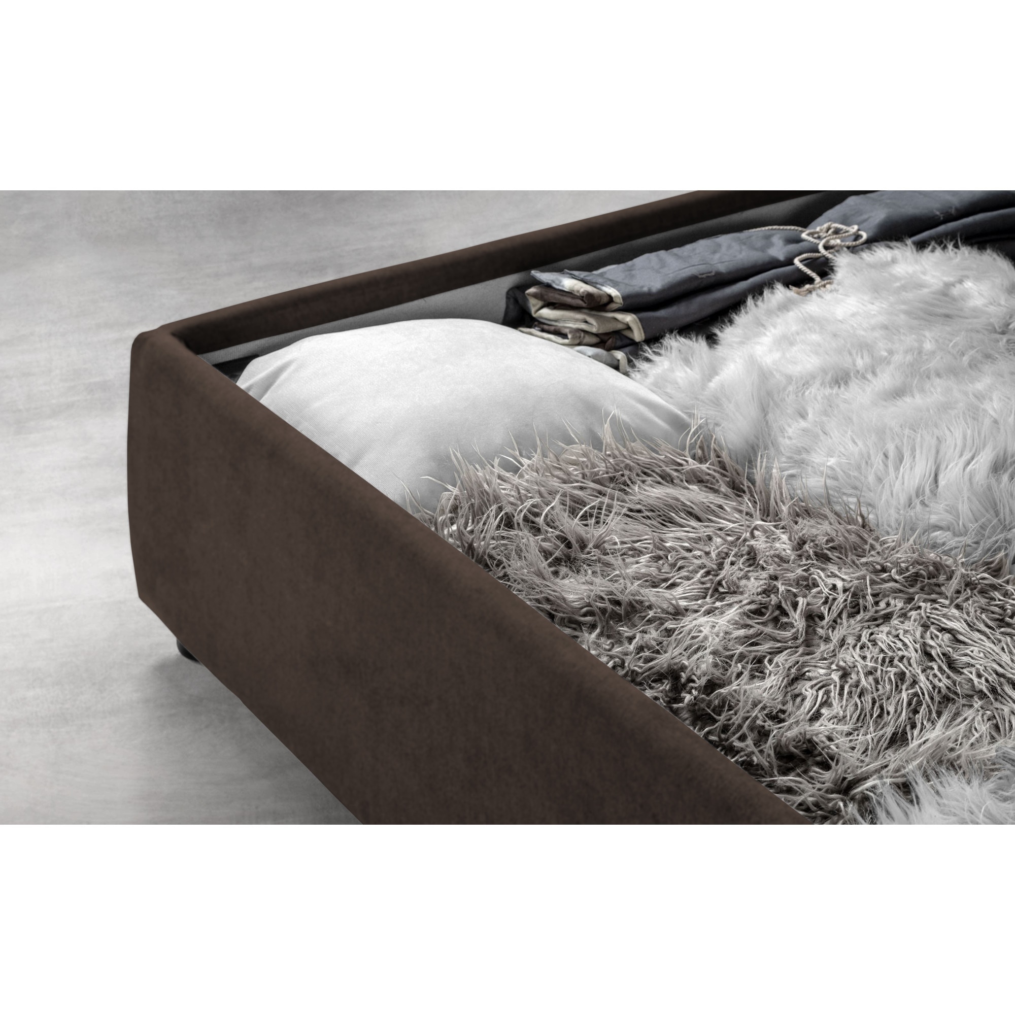 Pat Tapitat Rabatabil cu Lada Depozitare, 160x200 cm, Roma Dolce ...