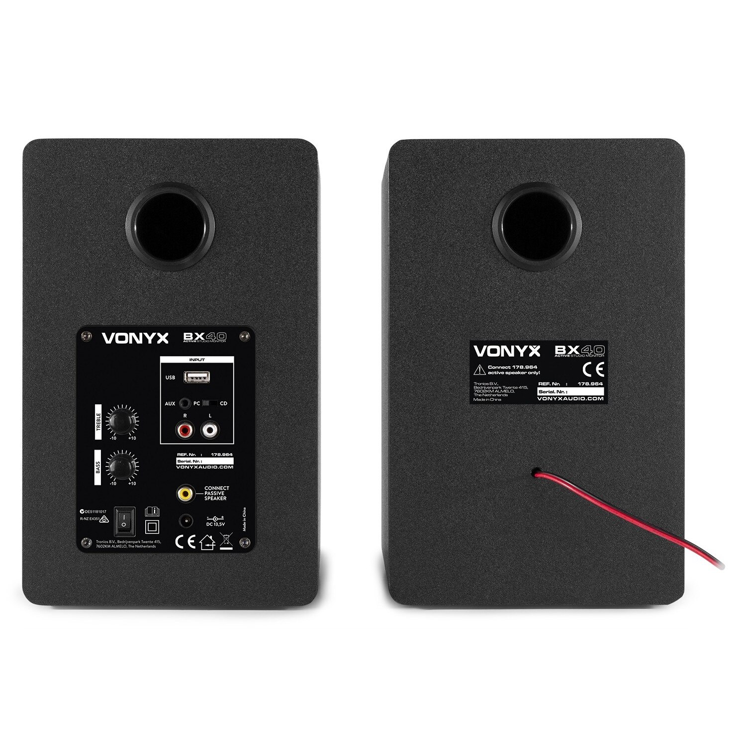 Set 2 boxe monitoare de studio active, 4”, 40W RMS, USB/Bluetooth ...