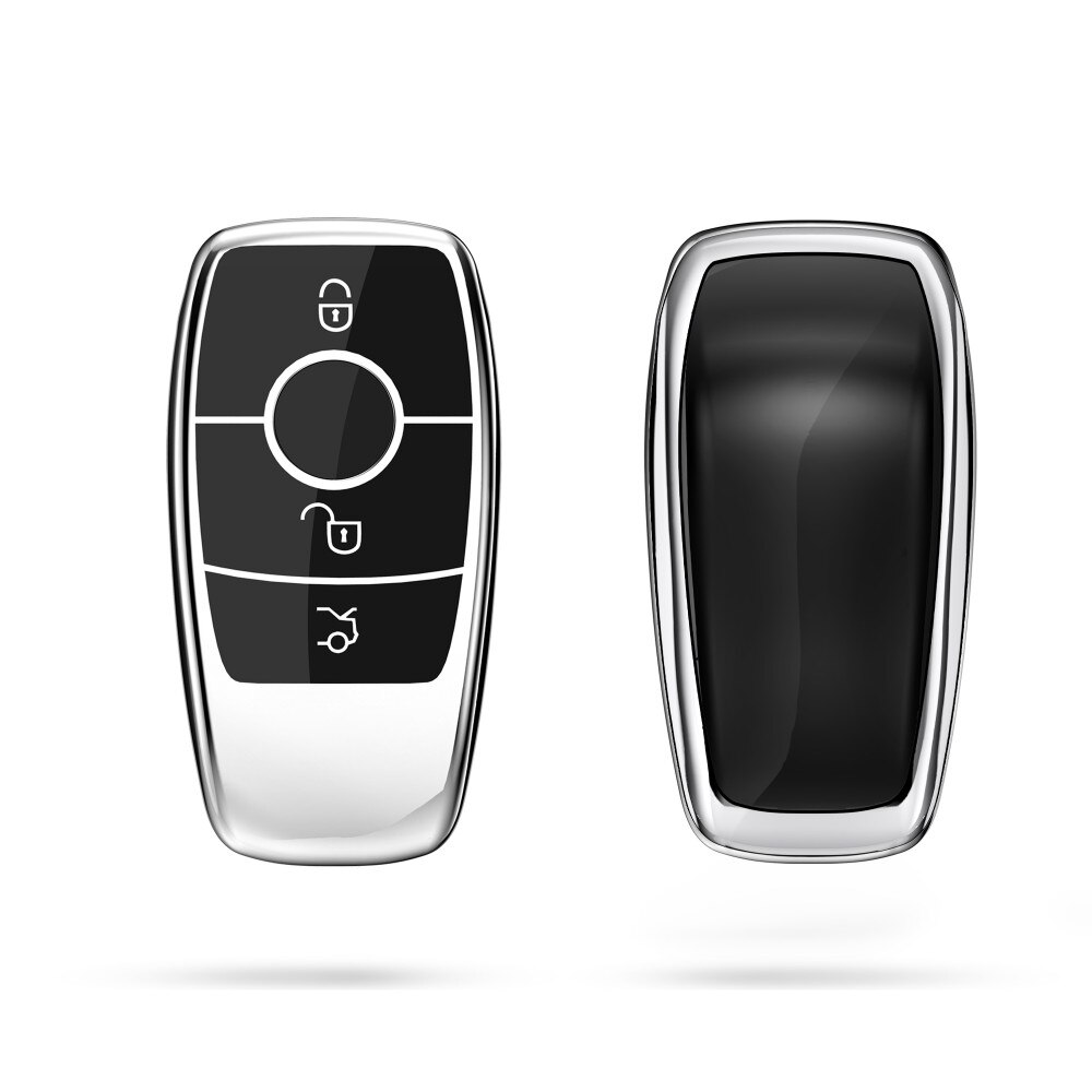 Husa Cheie Auto pentru Mercedes Benz - Smart Key, Silicon, Silver ...