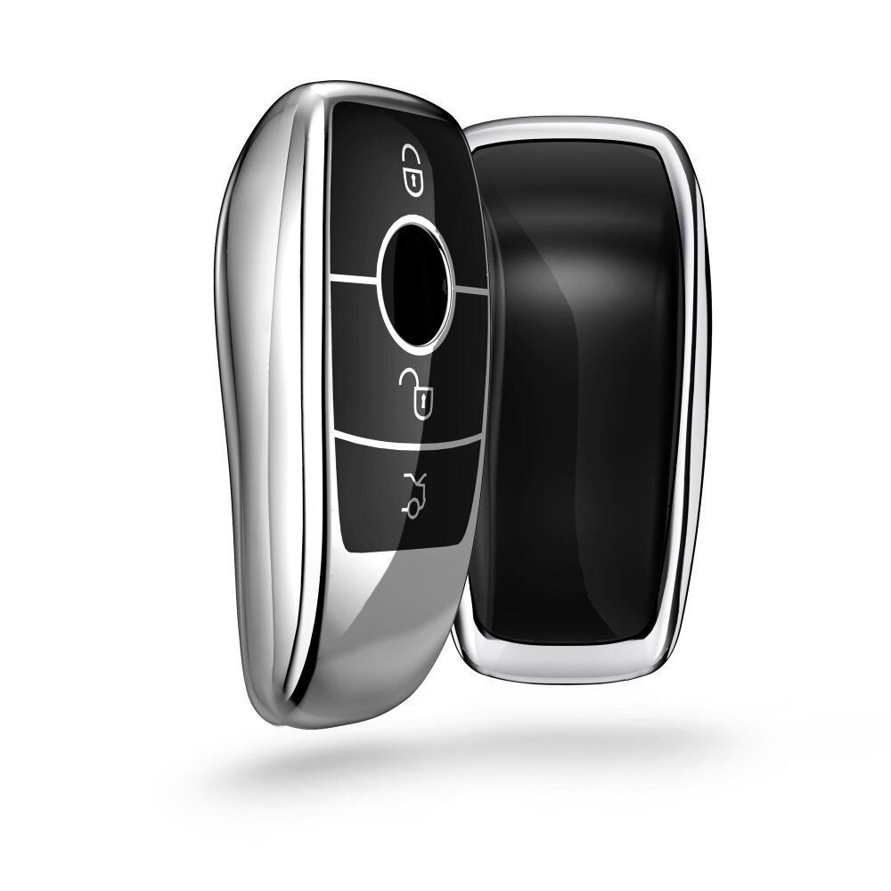 Husa Cheie Auto pentru Mercedes Benz - Smart Key, Silicon, Silver ...