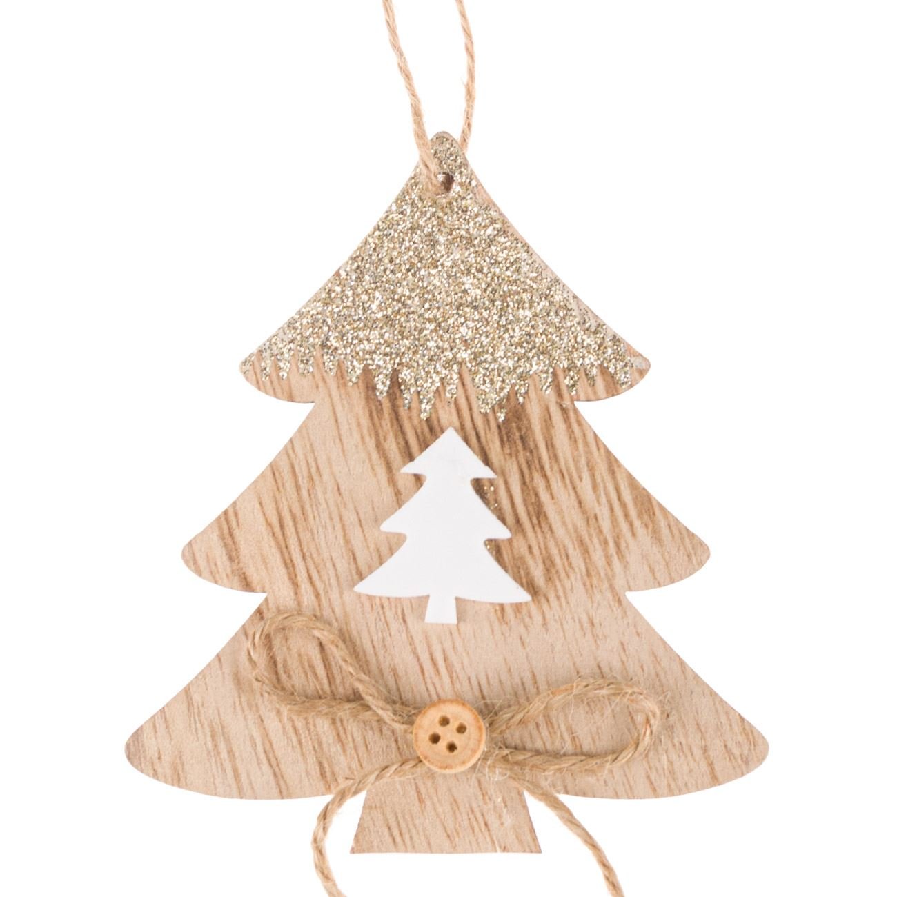 Decoratiune lemn de Craciun in forma de brad, 10 cm - eMAG.ro