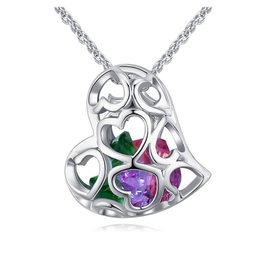 Colier Inima cristalizata cu cristale-color - eMAG.ro